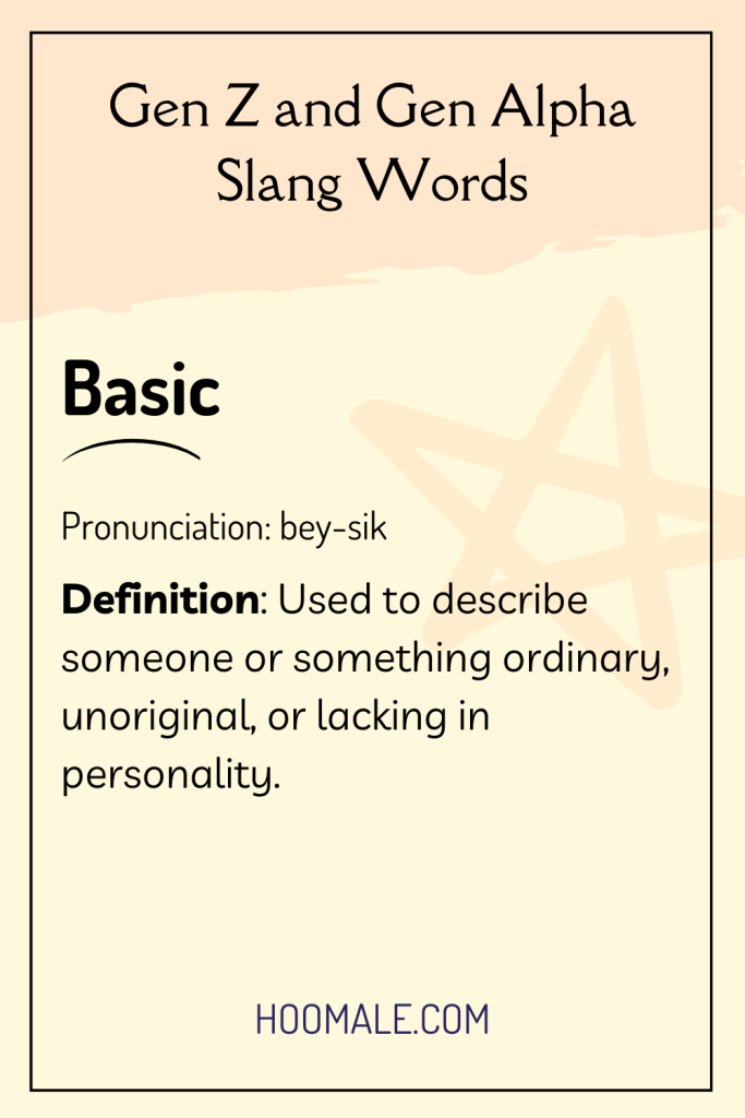 What does Basic mean? Slang Dictionary - Gen Alpha World