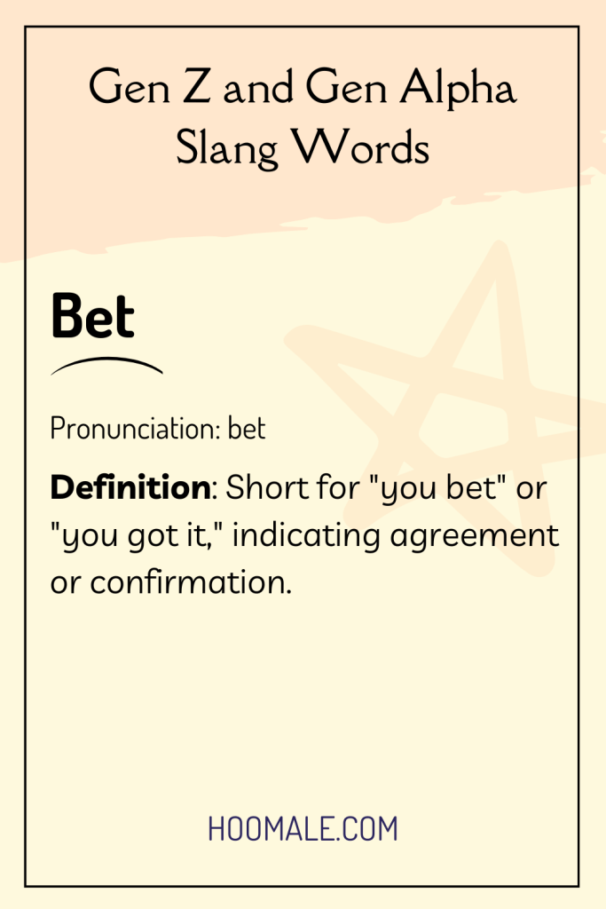 What does Bet mean? Slang Dictionary - Gen Alpha World